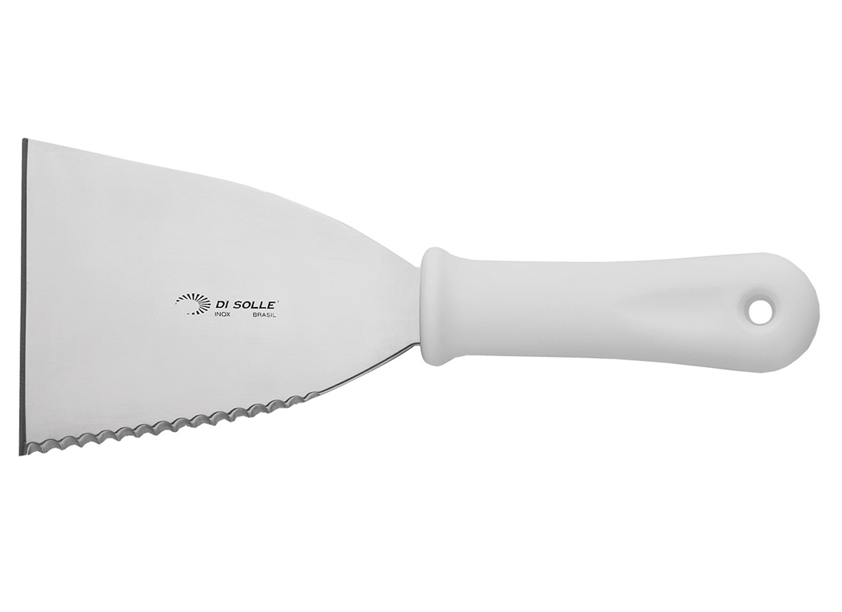 Espátula Reta Serrilhada Aço Inox 10 cm Branca Durafio Profissional Di ...