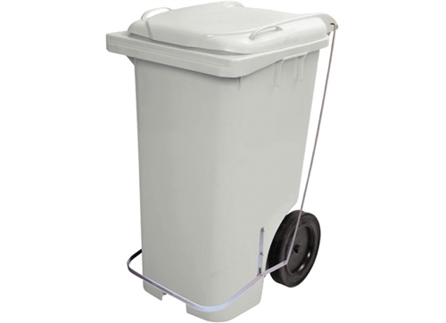 Lixeira Plástica com Pedal e Rodas Branca 240 L Scalfo
